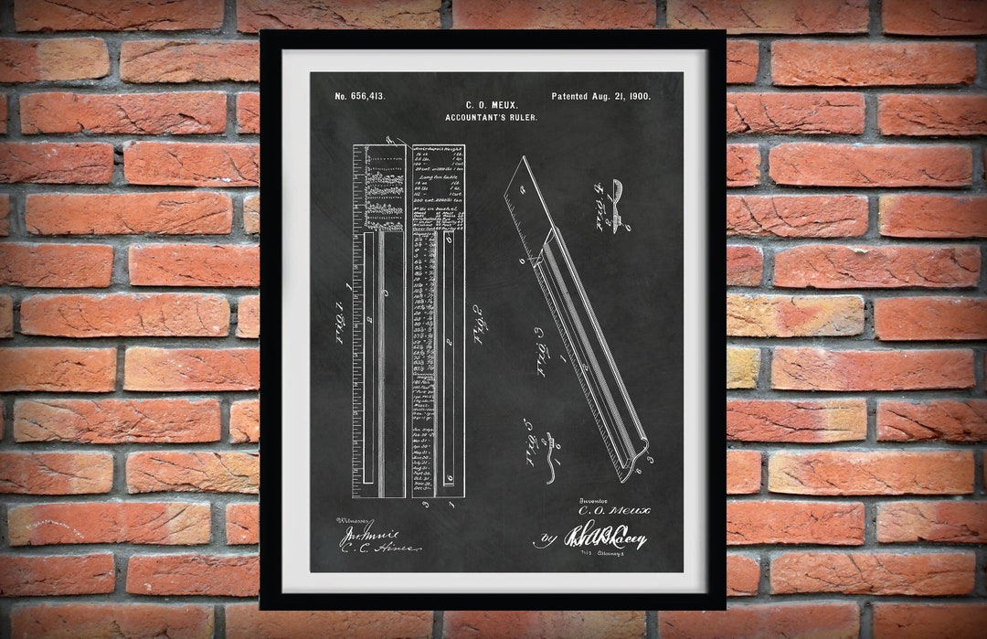 Accountant's Ruler Patent Print 1900 Bookkeeper Ruler Poster Accountant ...