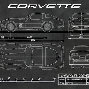 Corvette C3 Drawing, Chevy Corvette C3 Poster, Chevrolet Corvette C3 ...