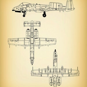 Fairchild Republic A-10 Thunderbolt II Drawing, A-10 Warthog Blueprint ...