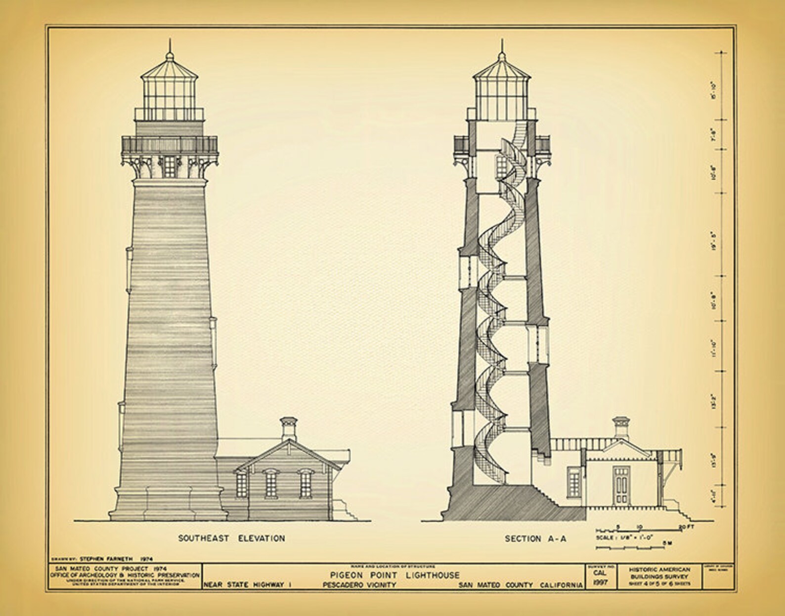 Pigeon Point Lighthouse Drawing Pigeon Point Lighthouse - Etsy