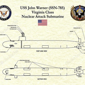 USS John Warner SSN 785, Virginia Class Submarine Blueprint, USS ...