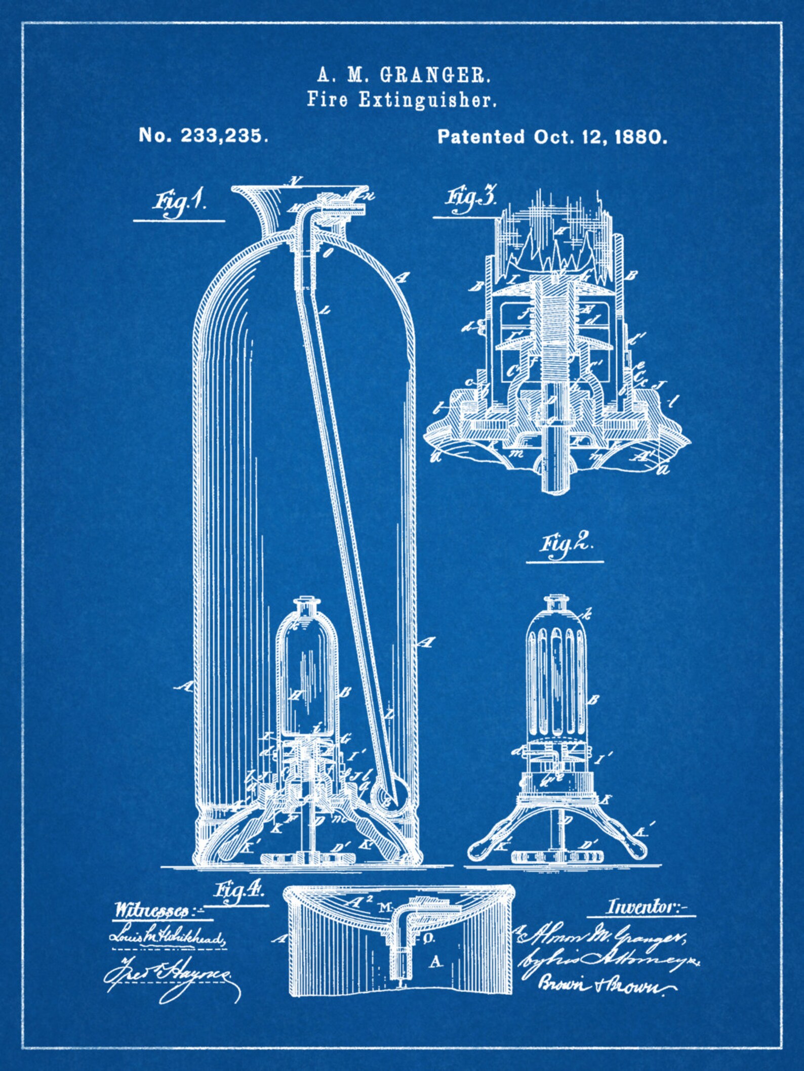 Patent 1880 Fire Extinguisher Art Print Poster Wall Art Fire House Wall ...