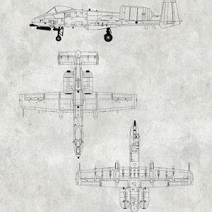 Fairchild Republic A-10 Thunderbolt II Drawing, A-10 Warthog Blueprint ...