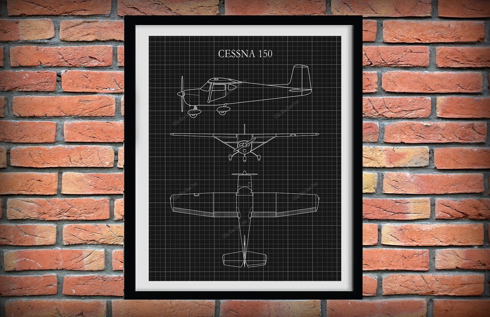 Cessna 150 Skyhawk Drawing - Airplane Art Print - Poster - Aviation Art ...
