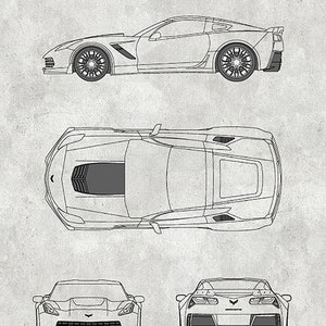 Corvette C7-Z06 Grand Sport Drawing, 2014-2020 Corvette C7-Z06 Grand ...