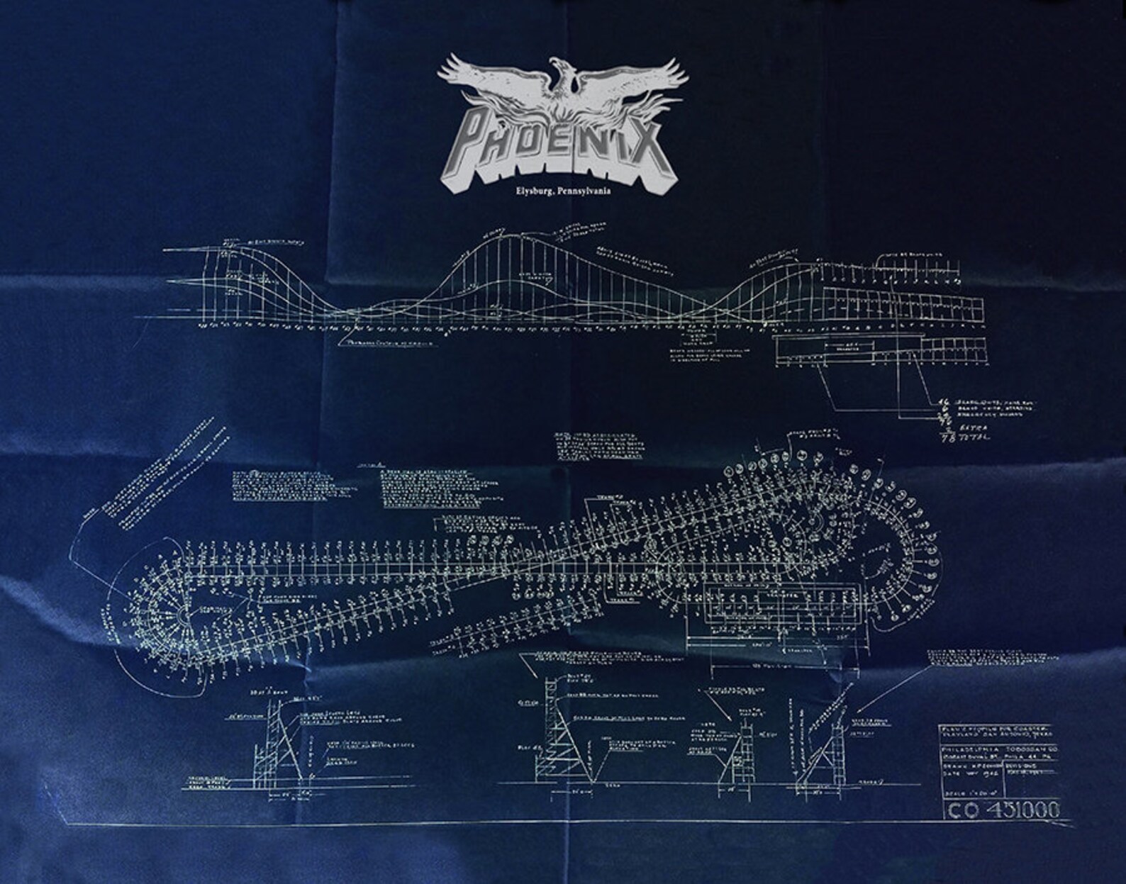 Phoenix Roller Coaster Blueprint Knoebels Park Elysburg PA - Etsy