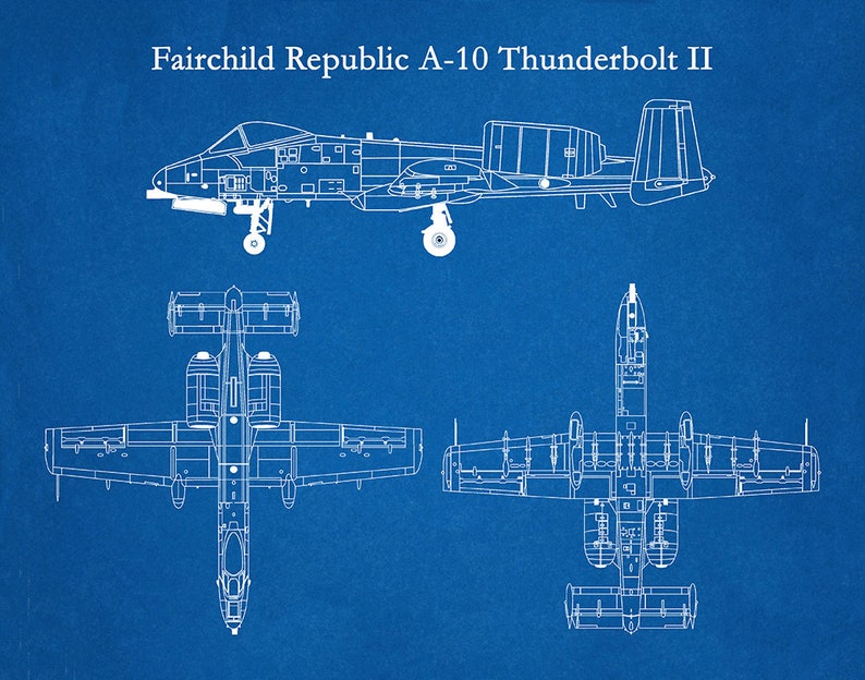 Fairchild Republic A-10 Thunderbolt II Drawing Vers 2 A-10 | Etsy