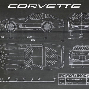 Corvette C3 Drawing, Chevy Corvette C3 Poster, Chevrolet Corvette C3 ...