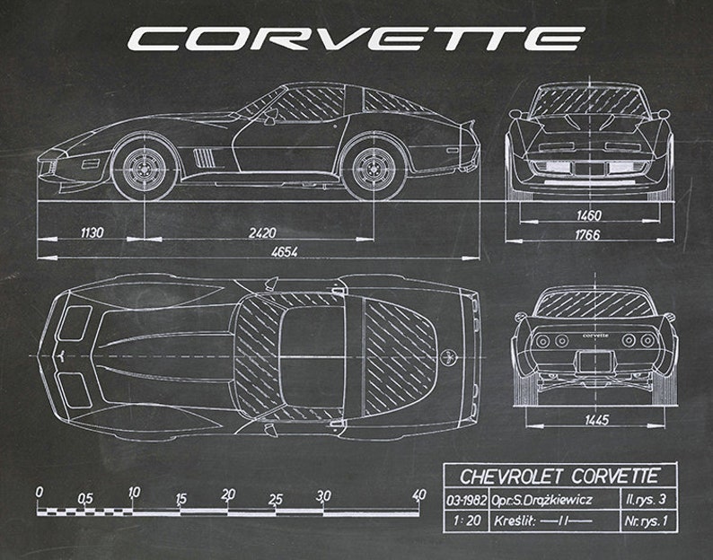 Corvette C3 Drawing Chevy Corvette C3 Poster Chevrolet | Etsy