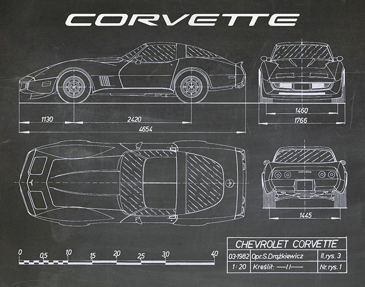 Corvette C3 Drawing, Chevy Corvette C3 Poster, Chevrolet Corvette C3 ...