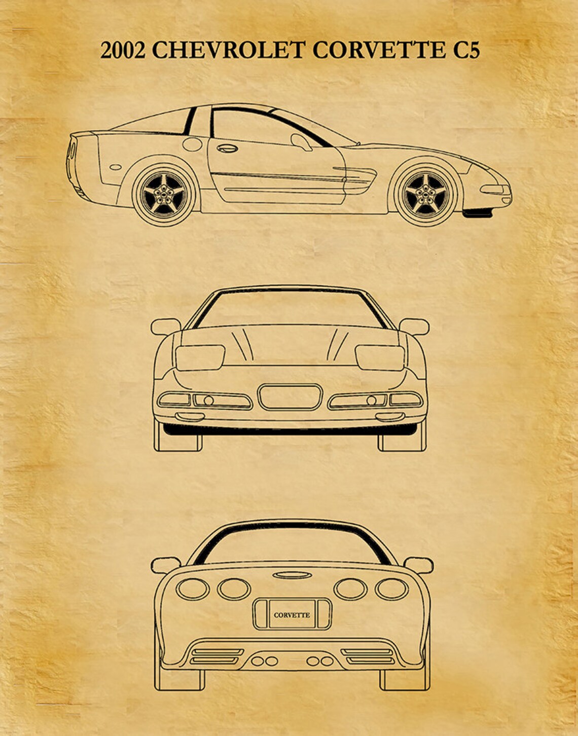 2002 Corvette C5 Art Print Chevy Corvette C5 Corvette | Etsy