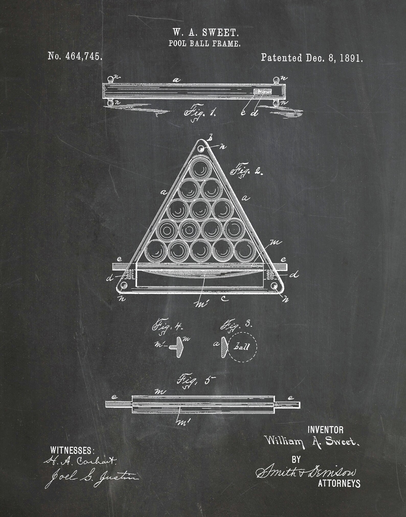 1891 Pool Ball Rack Patent Print Game Room Poster Billiard | Etsy