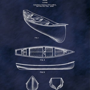 1971 Canoe Patent Print - Paddle Boat Poster - Canoe Poster - Kayak ...