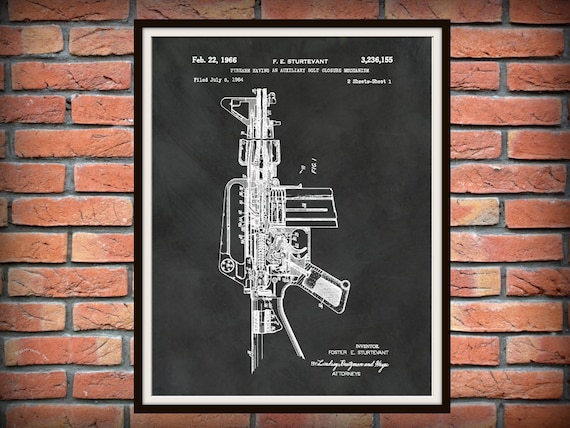 1966 M-16 Rifle Patent Print M16 Poster Invented by | Etsy