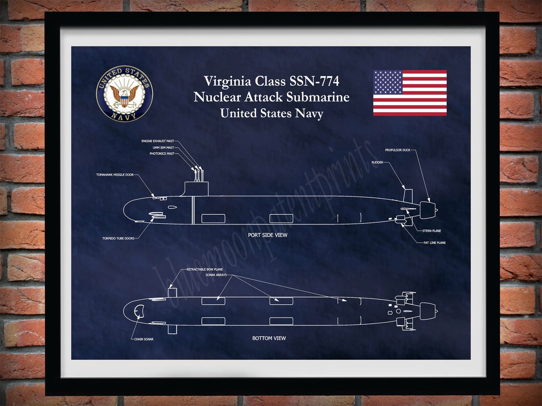 Virginia Class SSN-774 Submarine Blueprint, USS Virginia Class ...