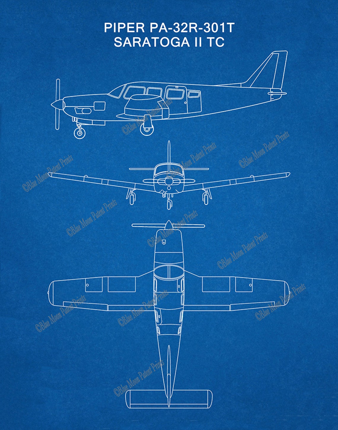 Piper PA-32R-301T Drawing Piper Saratoga Ii TC Poster Piper - Etsy