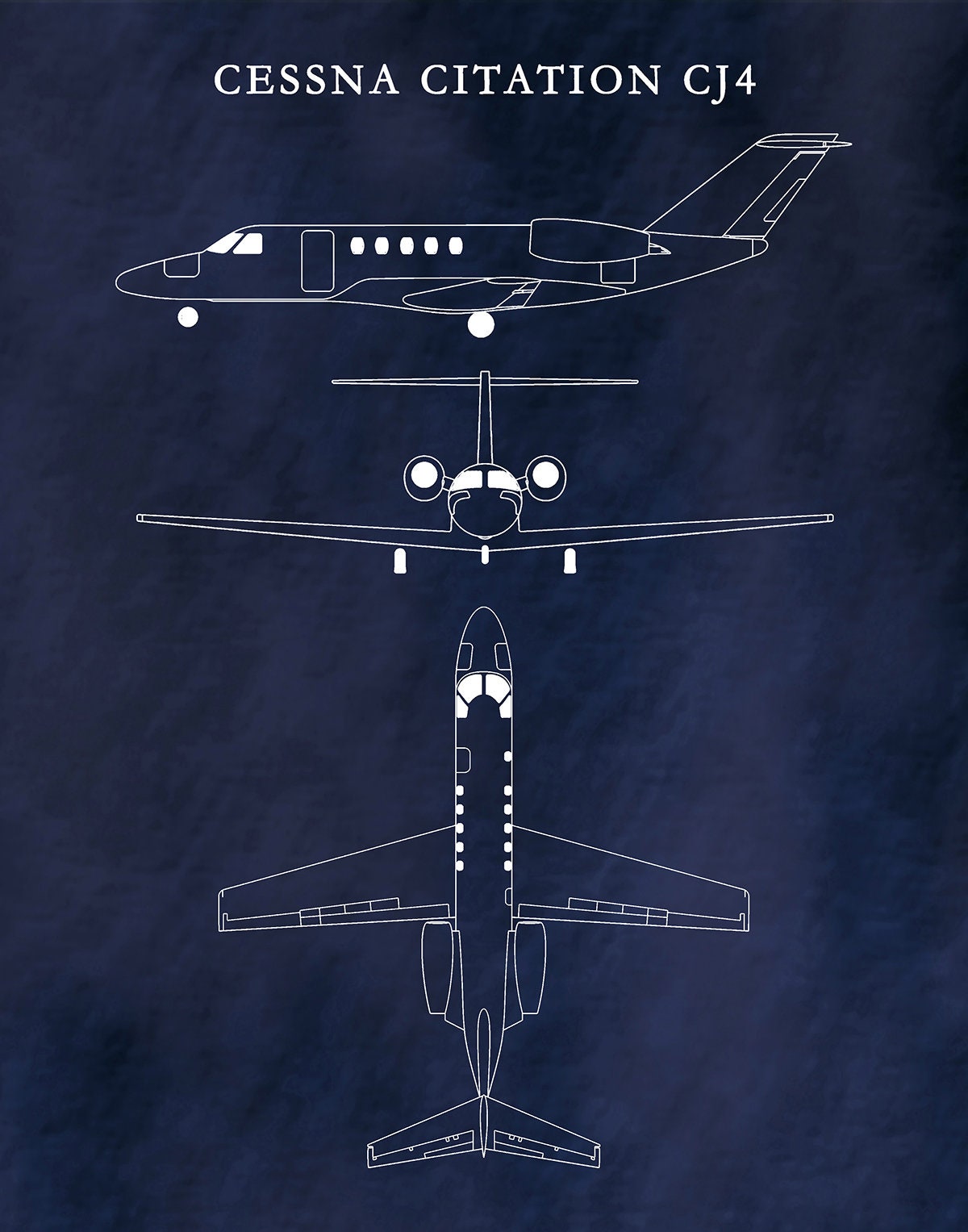 Cessna CJ4 Drawing, Cessna Citation CJ4 Jet Blueprint, Cessna Art Print ...