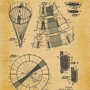 1949 Parachute Patent Print - Parachute Blueprint - Parachute Drawing ...