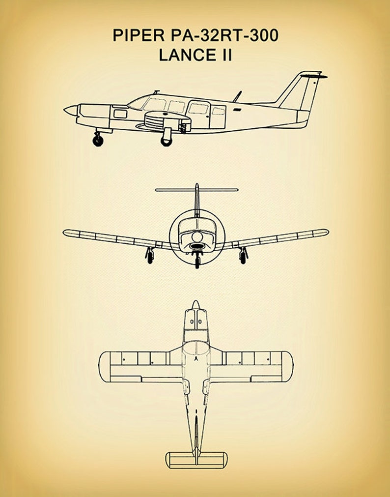 Piper PA-32RT-300 Lance II Drawing Piper Lance II Poster | Etsy