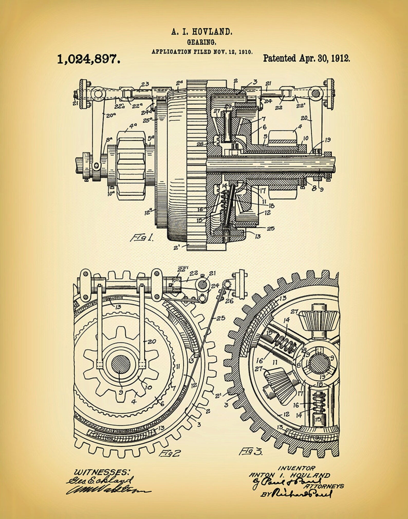 1912 Gear Patent Print Vers 1 Industrial Decor Mechanic | Etsy
