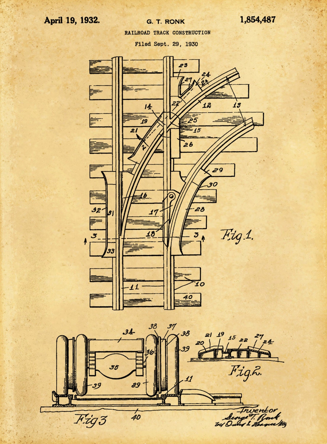 1932 Railroad Tracks Patent Print - Train Tracks Poster - Locomotive ...