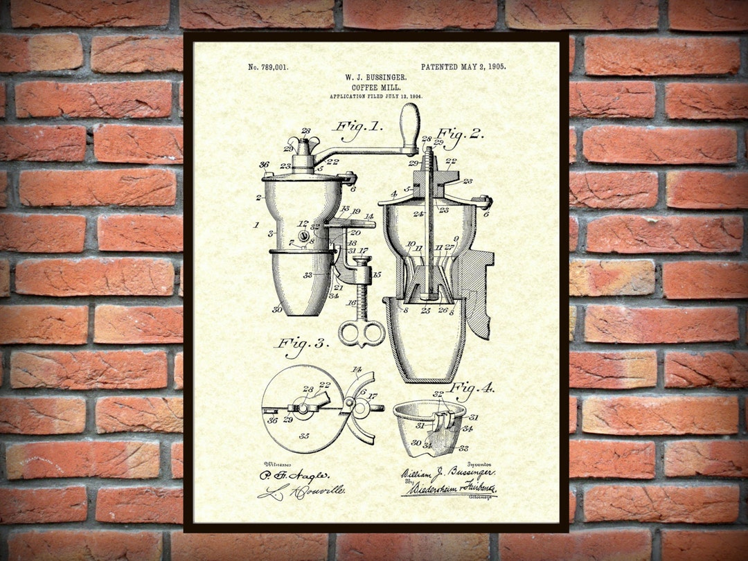 Patent 1905 Coffee Mill Coffee Grinder Wall Art Print Kitchen Art ...