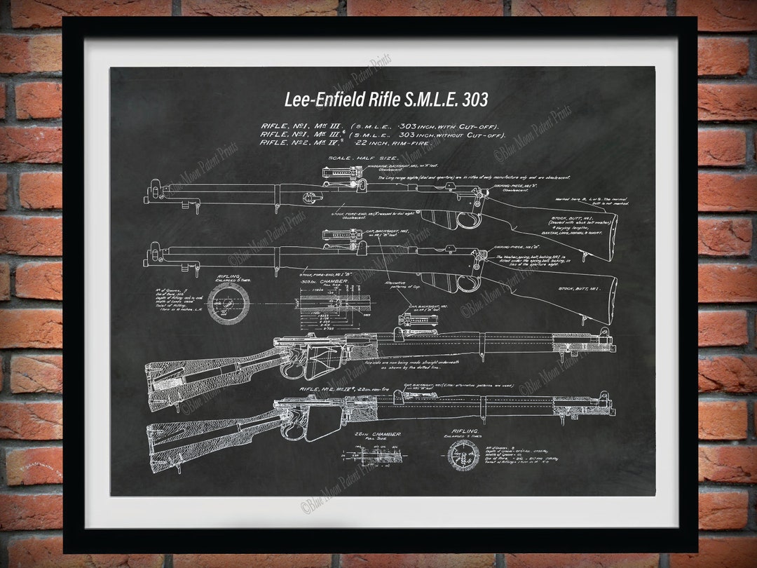 Lee-enfield Rifle Patent Print, Lee Enfield 303 Rifle Poster, Enfield ...
