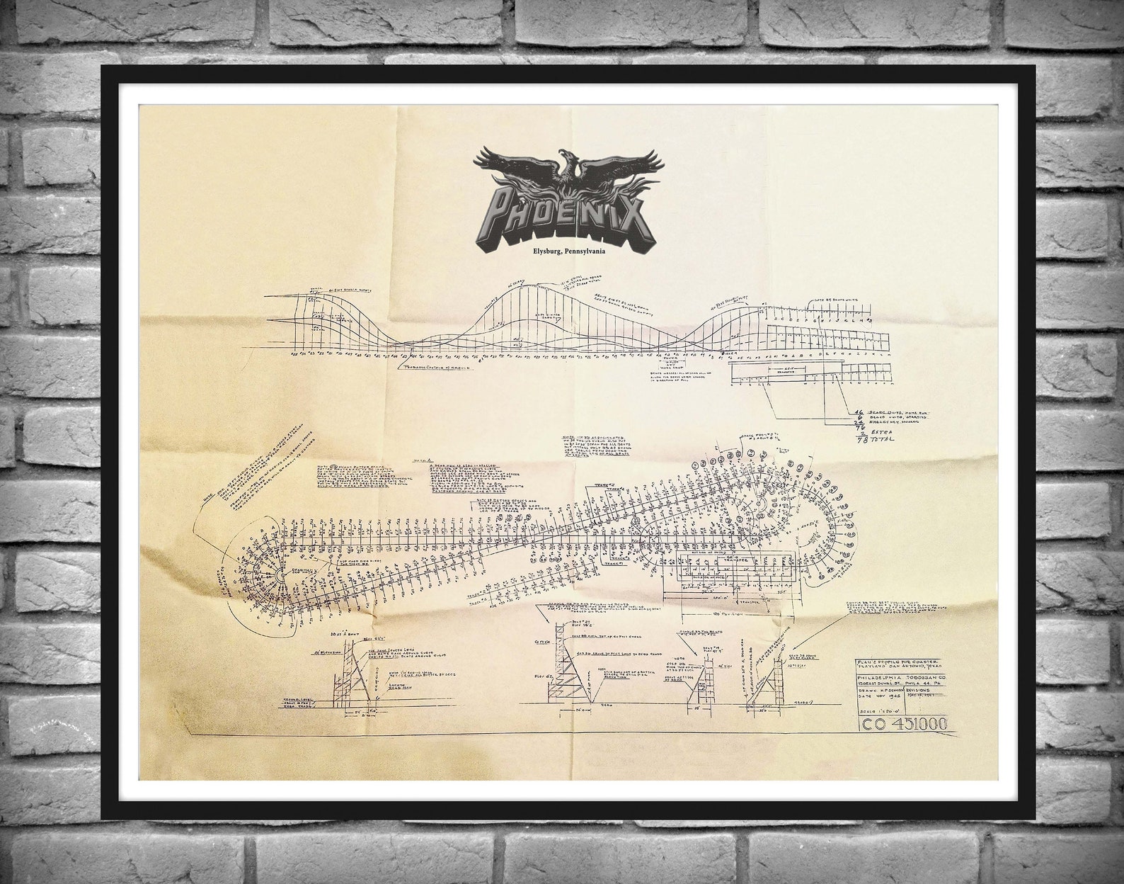 Phoenix Roller Coaster Blueprint Knoebels Park Elysburg PA - Etsy