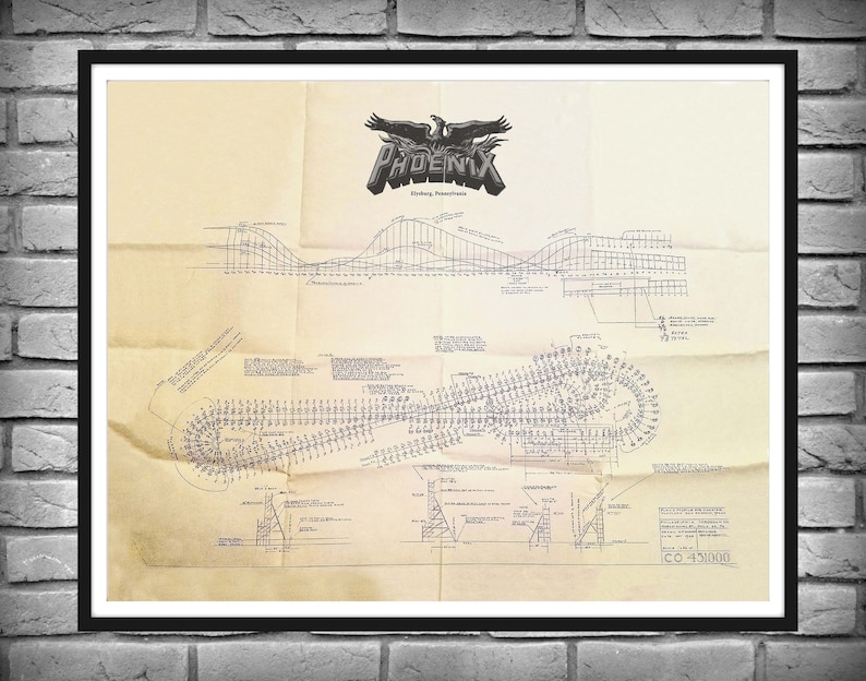 Phoenix Roller Coaster Blueprint Knoebels Park Elysburg PA - Etsy