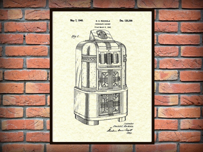 Patent 1940 Jukebox Phonograph Cabinet Designed by Rockola - Etsy
