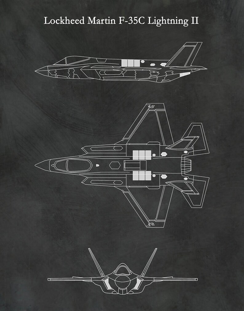 Lockheed Martin F-35 Lightning II Drawing F-35C Aircraft - Etsy