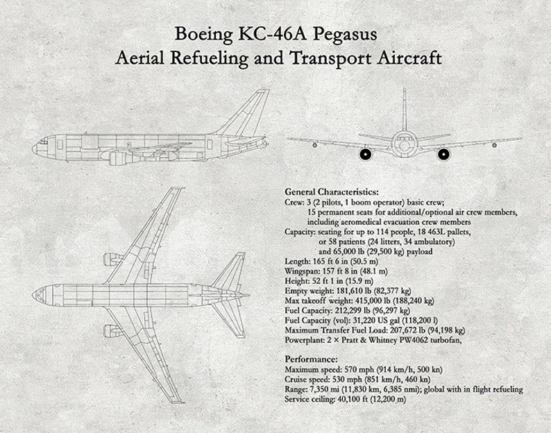 Boeing KC-46A Pegasus Airplane Drawing KC-46A Aerial - Etsy