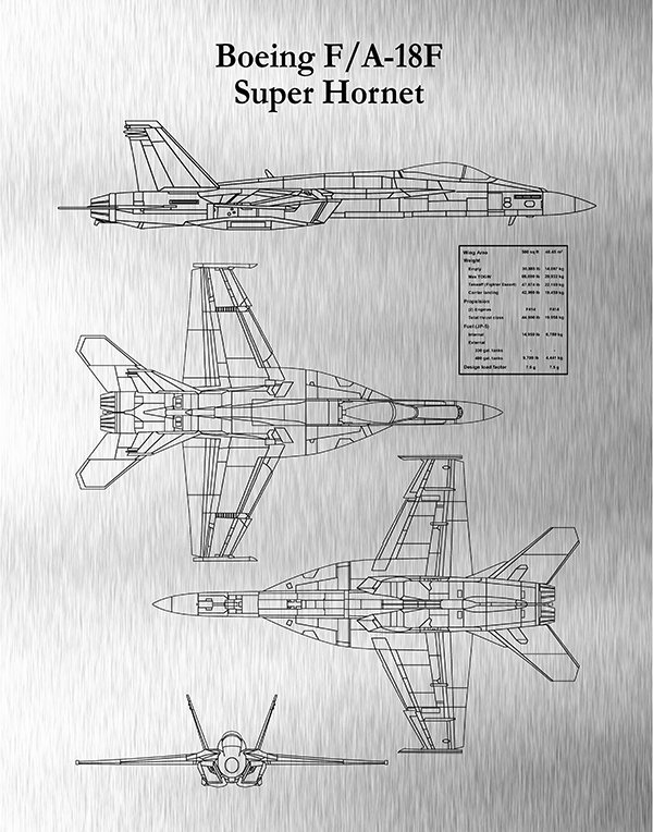 Boeing F/A-18F Super Hornet Drawing, F/A-18E Super Hornet Poster Boeing ...