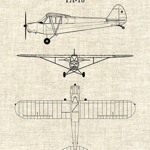 Piper Super Cub PA-18 Drawing - Piper Cub Poster, Piper Cub Blueprint ...