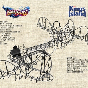Banshee Roller Coaster Drawing, Kings Island Roller Coaster, Banshee ...