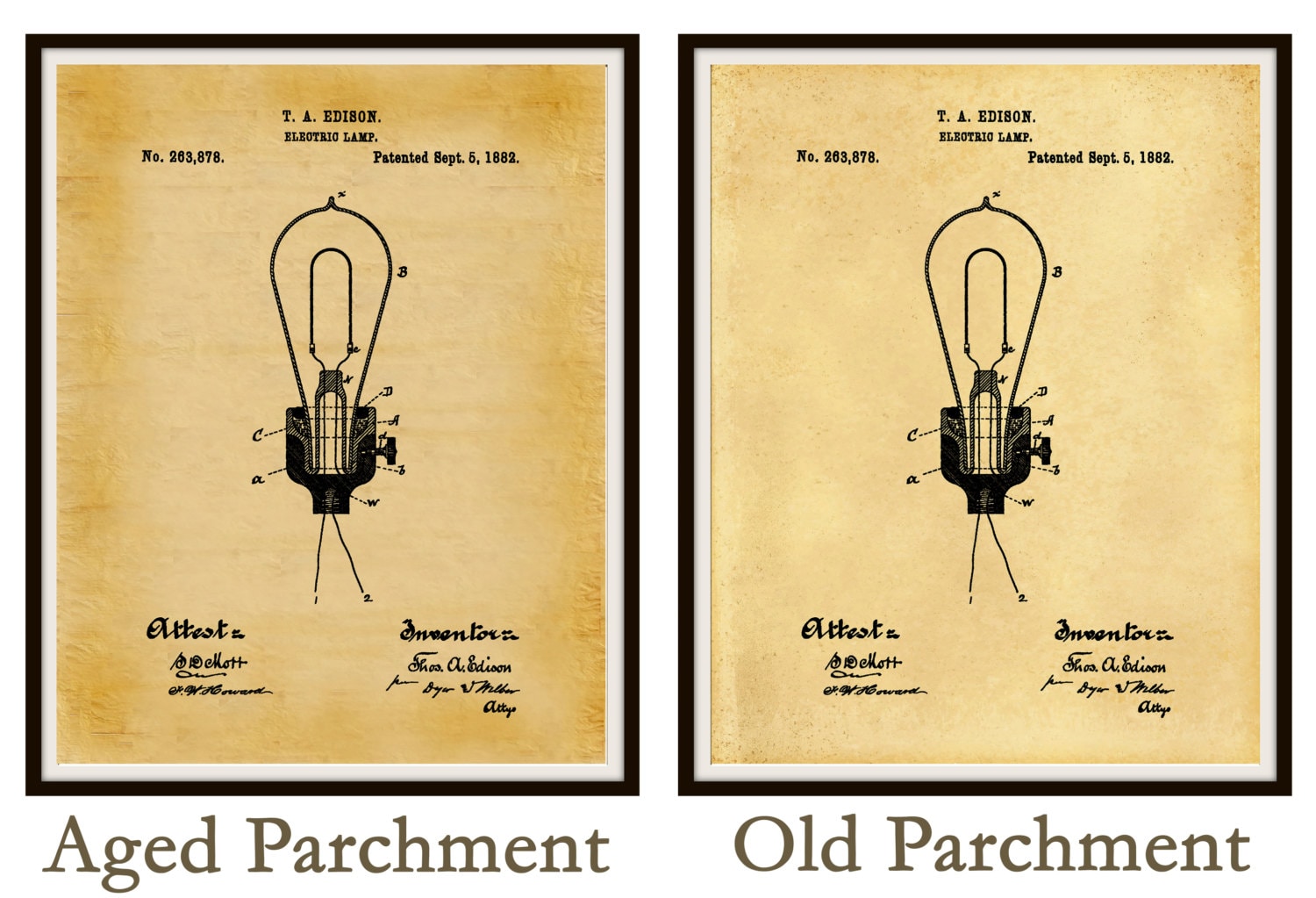 1882 Thomas Edison Patent Print - Edison Electric Light Bulb Patent ...
