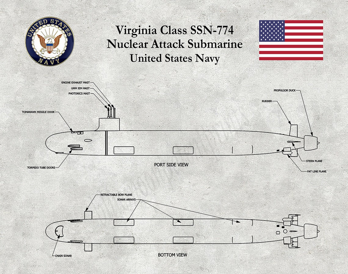 Virginia Class SSN-774 Submarine Blueprint USS Virginia Class | Etsy