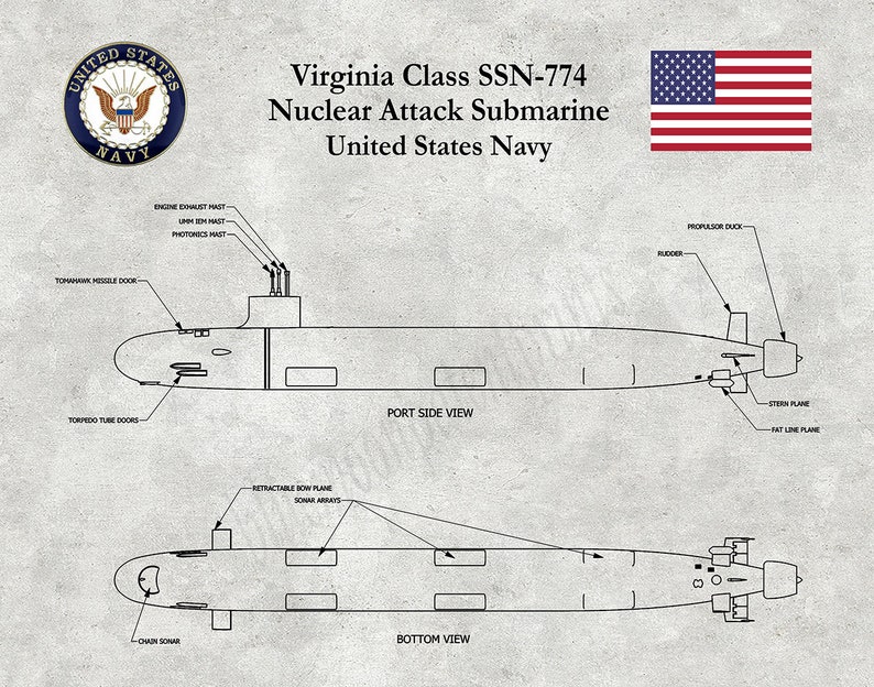 Virginia Class SSN-774 Submarine Blueprint USS Virginia Class | Etsy