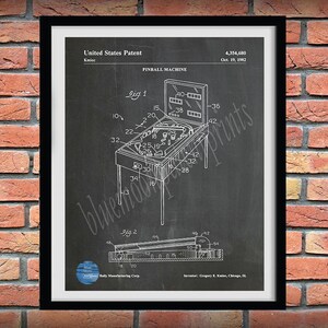 1982 Pinball Machine Patent Print, Pinball Game Poster, Game Room Décor ...