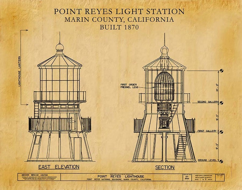 1870 Point Reyes Lighthouse Drawing Point Reyes Light - Etsy