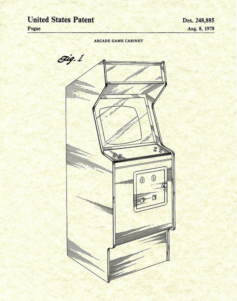 1978 Arcade Video Game Cabinet Patent Print Arcade Console - Etsy