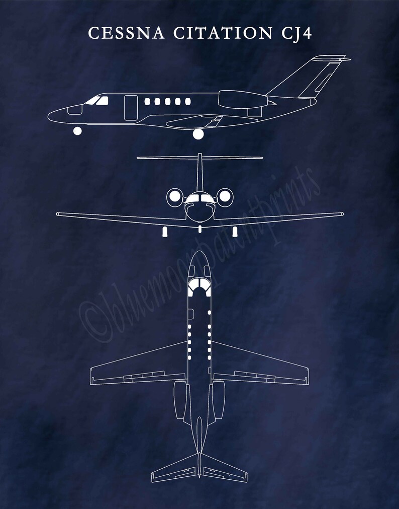 Cessna CJ4 Drawing Cessna Citation CJ4 Jet Blueprint Cessna - Etsy