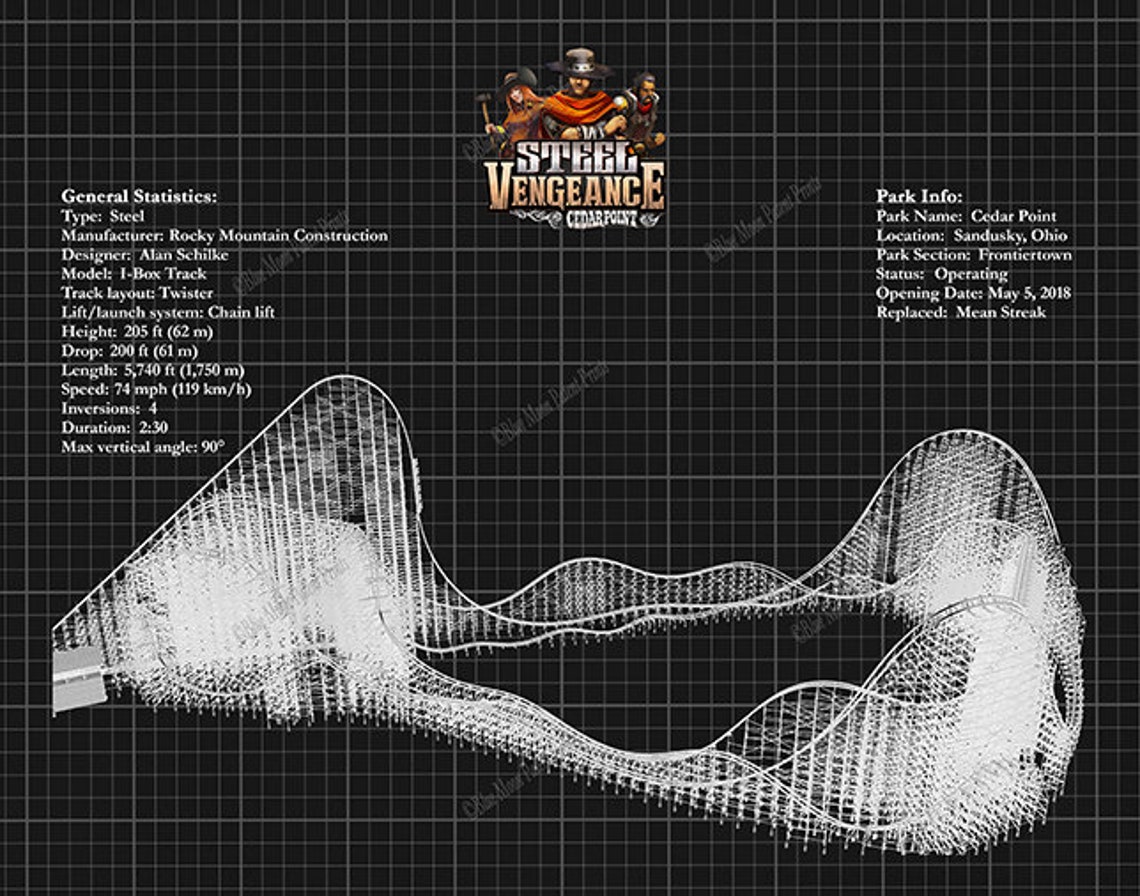 Steel Vengeance Roller Coaster Poster Steel Vengeance Roller - Etsy