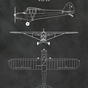 Piper Super Cub PA-18 Drawing - Piper Cub Poster, Piper Cub Blueprint ...