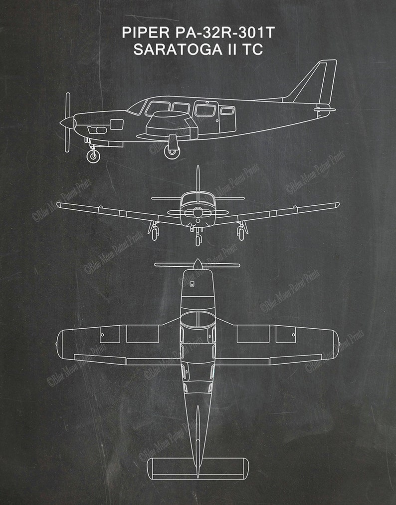 Piper PA-32R-301T Drawing Piper Saratoga Ii TC Poster Piper - Etsy