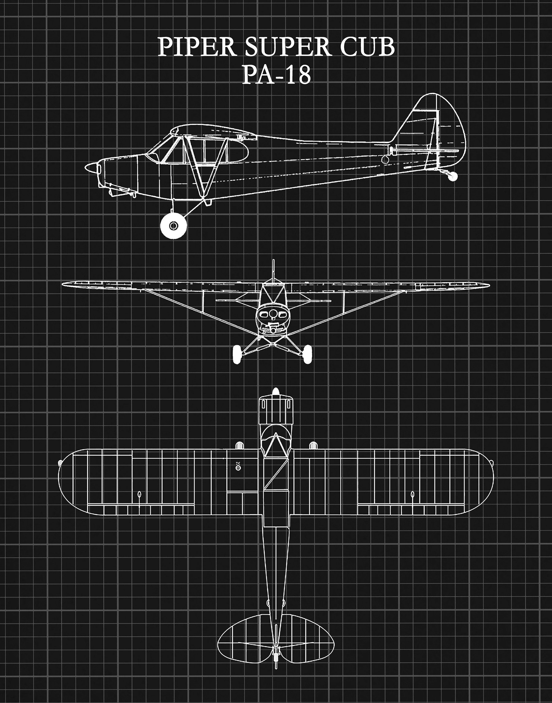 Piper Super Cub PA-18 Drawing Piper Cub Poster Piper Cub | Etsy