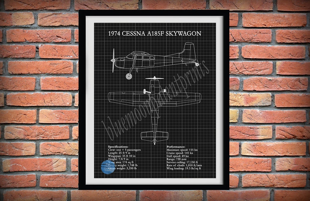 1974 Cessna A185F Skywagon Drawing, Cessna 185 Airplane Print, Cessna ...