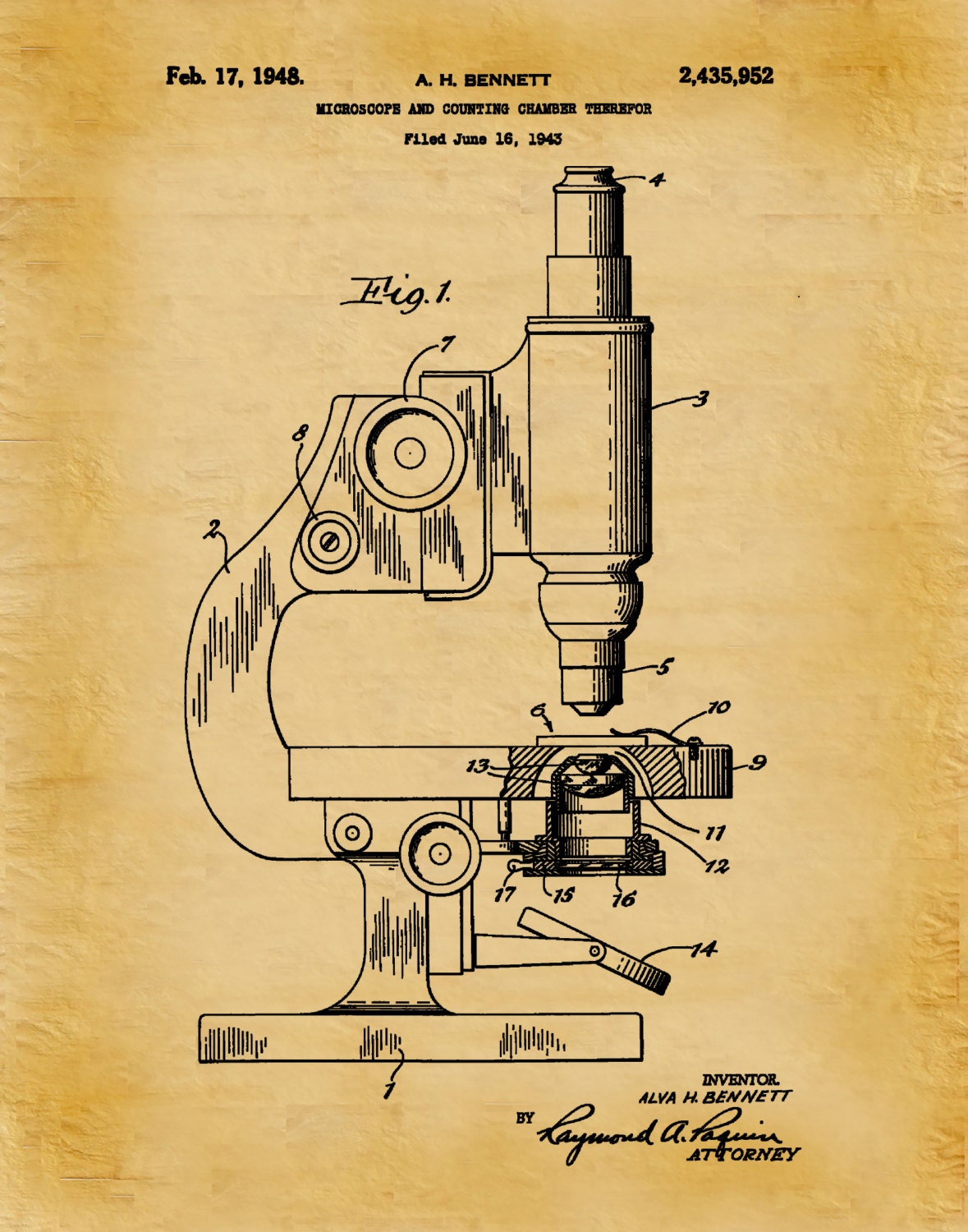 1948 Microscope Patent Print 1948 Microscope Poster | Etsy