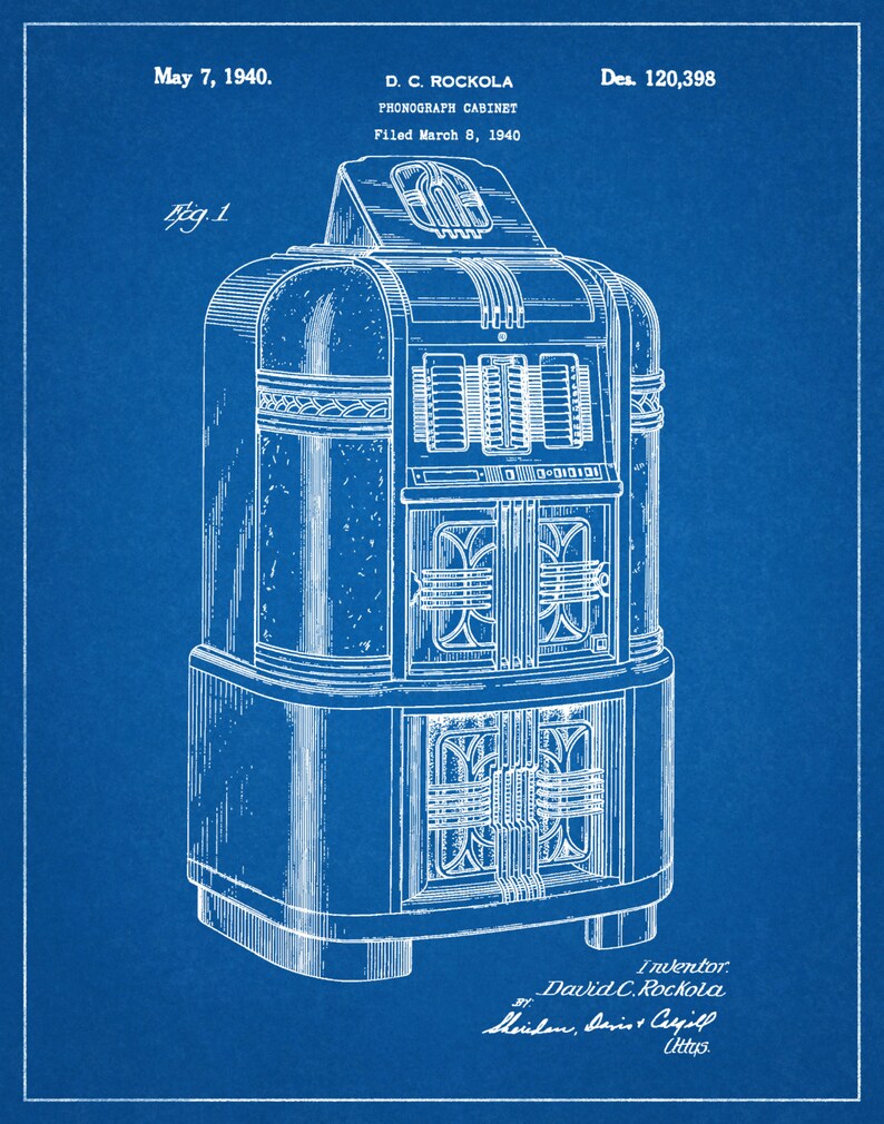 Patent 1940 Jukebox Phonograph Cabinet Designed by Rockola - Etsy