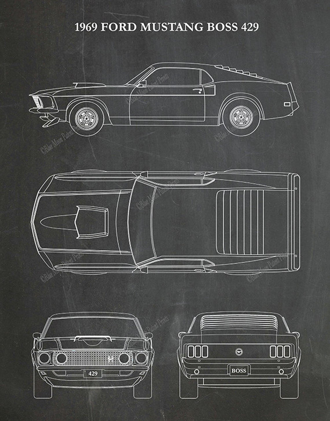 1969 Ford Mustang 429 BOSS Poster Mustang Sports Car Poster | Etsy